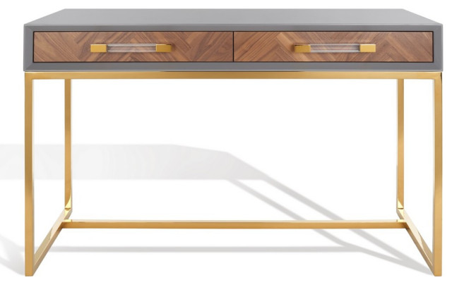 Safavieh Couture Marty Modern Desk Grey/Gold - Contemporary - Desks And ...
