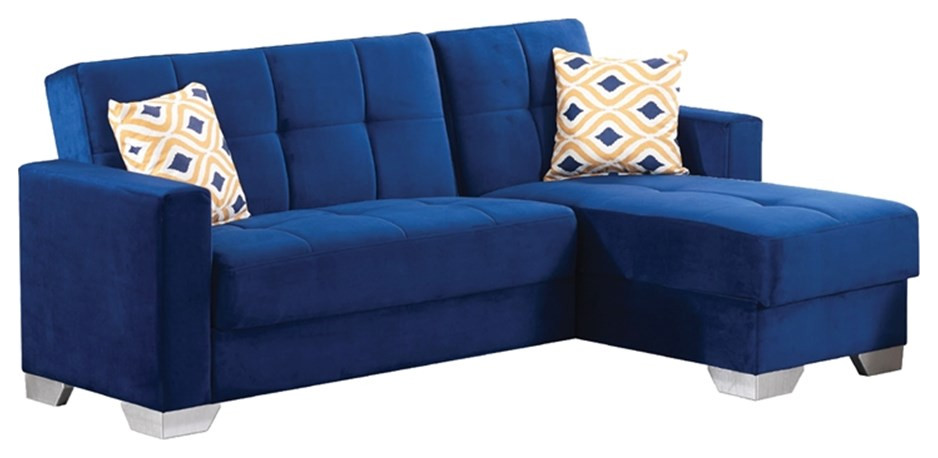 Beyan Signature Vermont 84" 2-Piece Microfiber Sectional Sofa in Blue ...