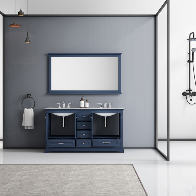 Dukes 60" Navy Blue Double Vanity Set - Transitional - Bathroom ...