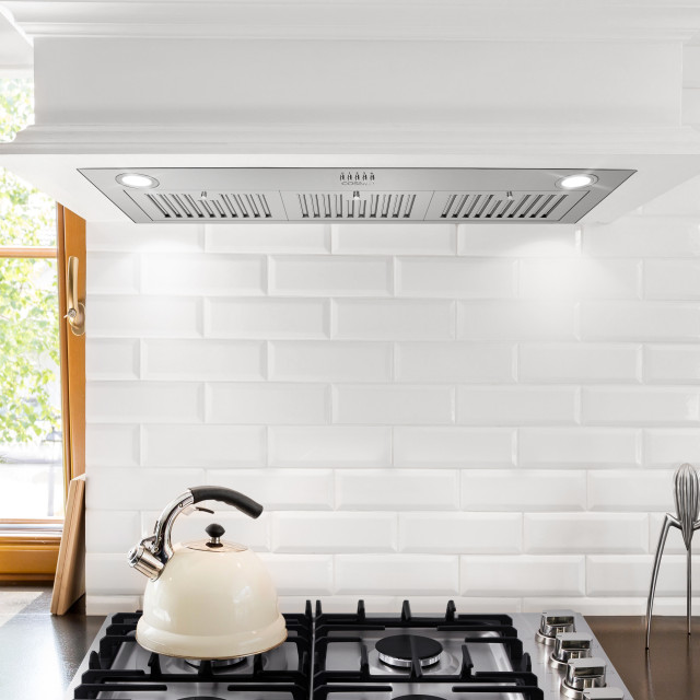 36" Insert Range Hood With Push Button Controls, Stainless Steel ...