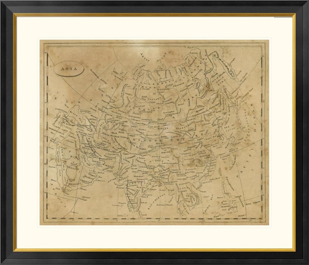"Asia, 1812" Framed Digital Print by Aaron Arrowsmith, 26x23", 40"x1.5 ...