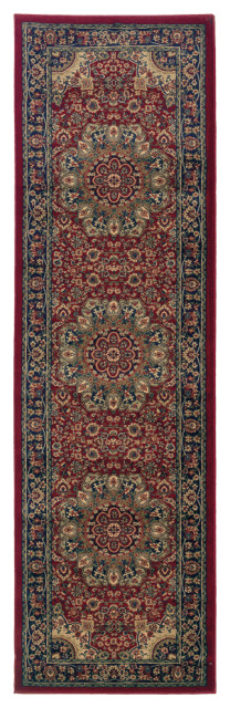 Aiden Traditional Vintage Inspired Red/Blue Rug, 2'3" x 7'9 ...