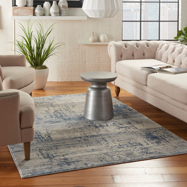 Nourison Home 3'11"x5'11" Rustic Textures RUS10 Blue & Gray Abstract ...