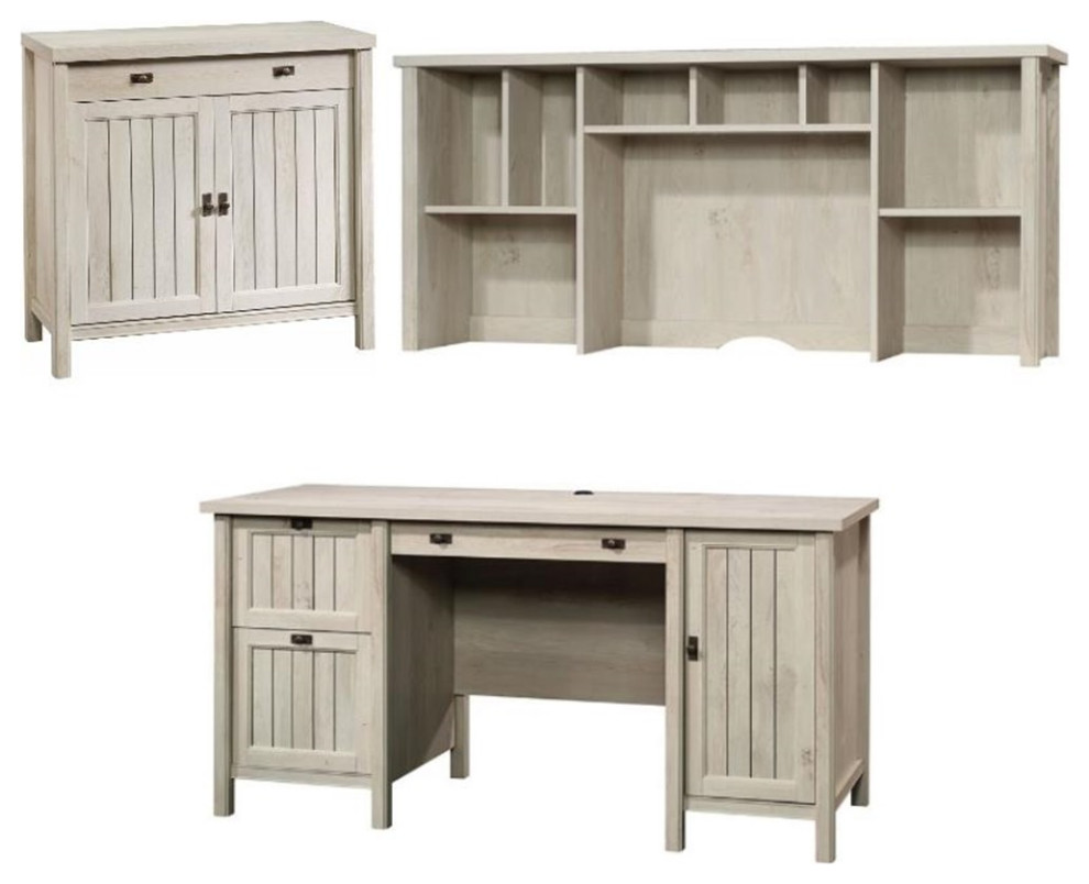 Home Square 3-Piece Set with Computer Desk 59" Hutch & Accent Chest ...