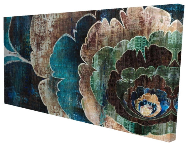 Blue Flower Montage, Print On Canvas, 60" - Contemporary - Prints And ...