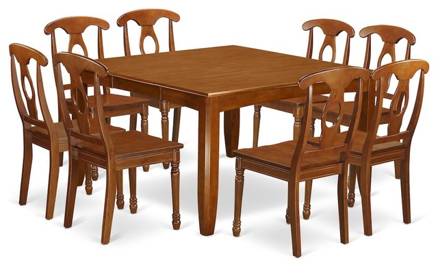 9-Piece Formal Dining Room Set, Table With Leaf and 8 Dinette Chairs ...