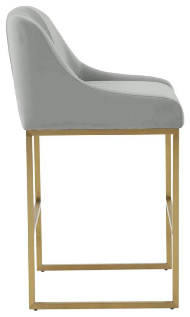 Lisa Gray Pleated Velvet Counter Stool - Contemporary - Bar Stools And ...