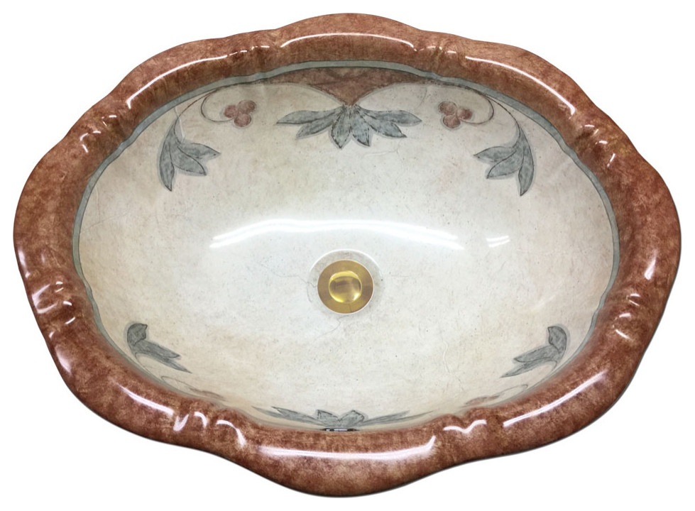 Hand Painted Sink " Veronica " Lotus Drop-In Sink - Traditional ...