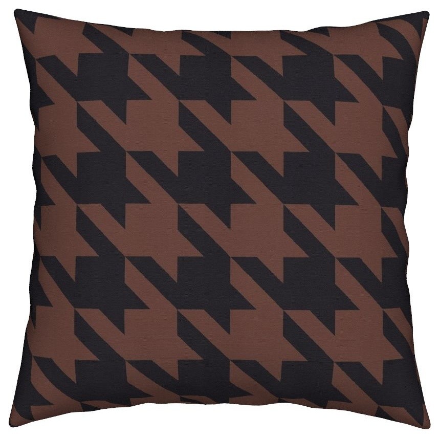 Houndstooth Black Brown Large Big Abstract Throw Pillow - Contemporary ...