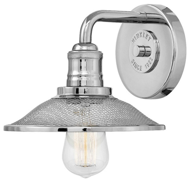 Steel 1 Light Wall Sconce in Farmhouse Style Mesh Shade-6.5 Inches H x ...