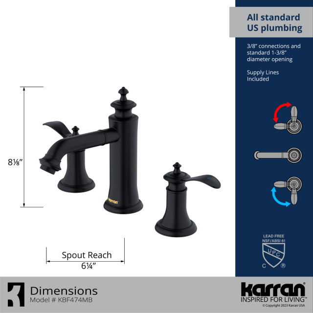 Karran 2-Handle 3-Hole Widespread Faucet With Pop-up Drain ...
