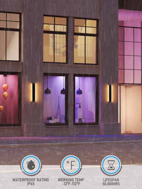 31.5" Smart WiFi LED Wall Sconce 30W,100-265V Color Changing - Modern ...