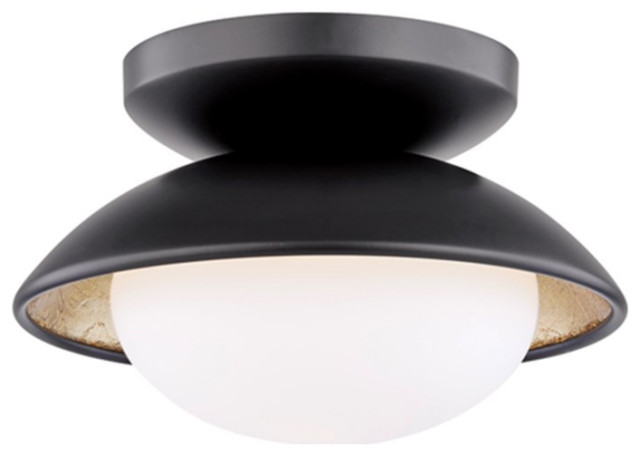 Mitzi Cadence 1-LT Small Semi-Flush H368601S-BLK/GL - Black Lustro/Gold ...