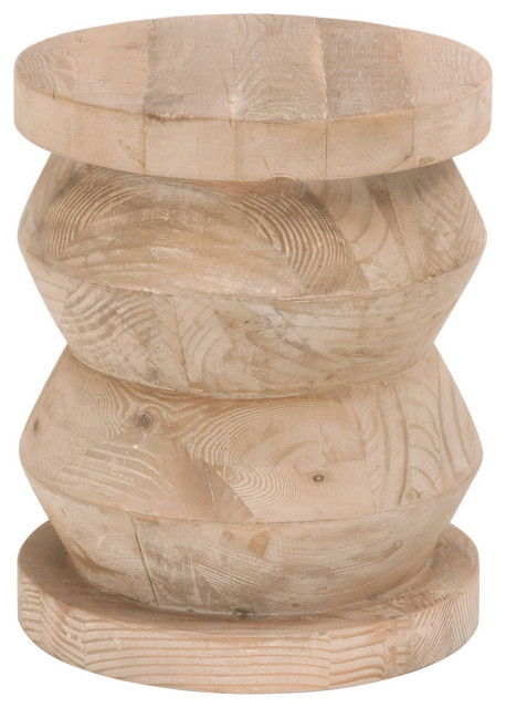 Round Top Wooden Accent Table With Faceted Design Base, Brown - Rustic ...