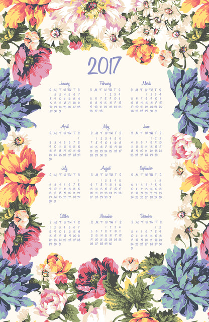 Emily Calendar 2017 Cotton Tea Towel - Contemporary - Dish Towels - by ...