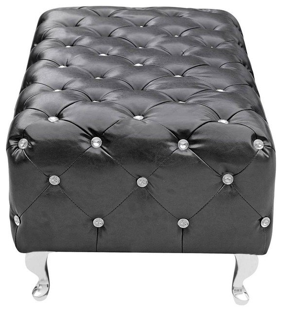 Modern Classics Tufted Bench, Black, 19.5"H x 54"W x 19"D ...