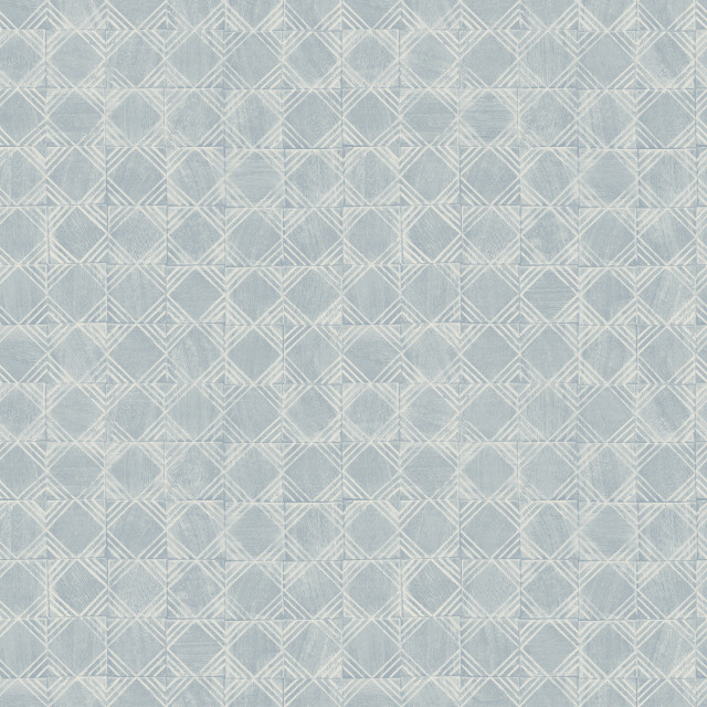 Button Block Blue Geometric Wallpaper, Swatch - Contemporary ...