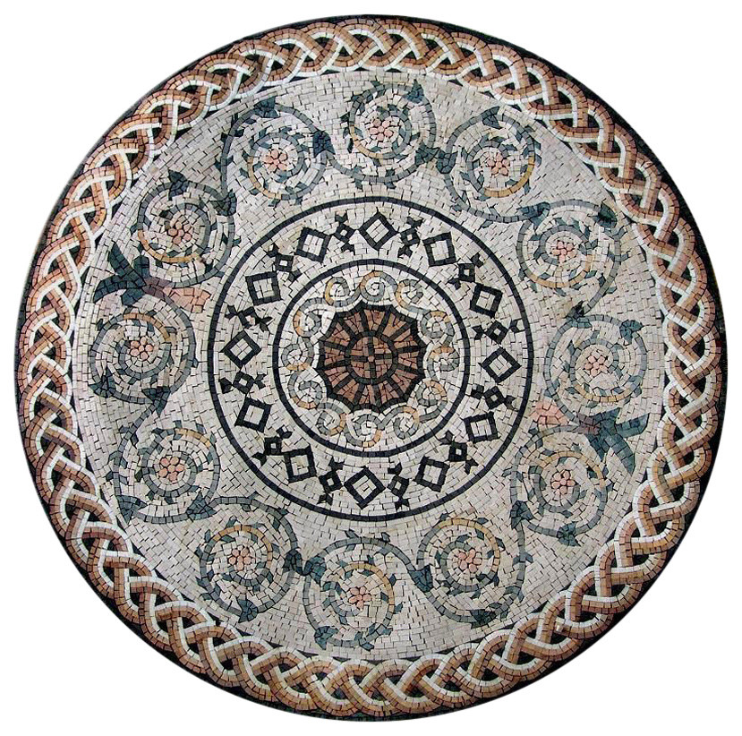 Roman Geometric Rondure, Vivian, 32" x 28" - Traditional - Tile Murals ...