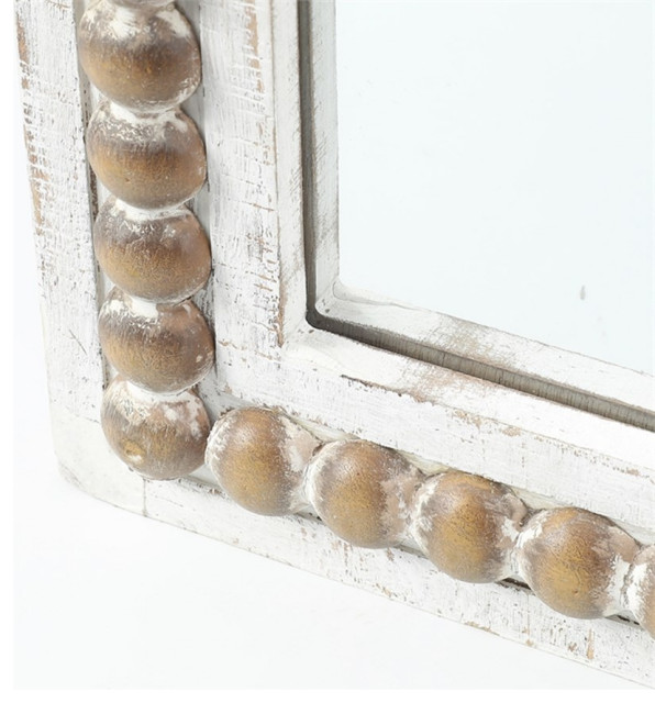 LuxenHome White Rustic Wood Cathedral Wall Mirror - French Country ...