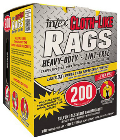 Intex NW-00347-200 Heavy-Duty Cloth-Like Rags, 10"x11", 200-Count ...