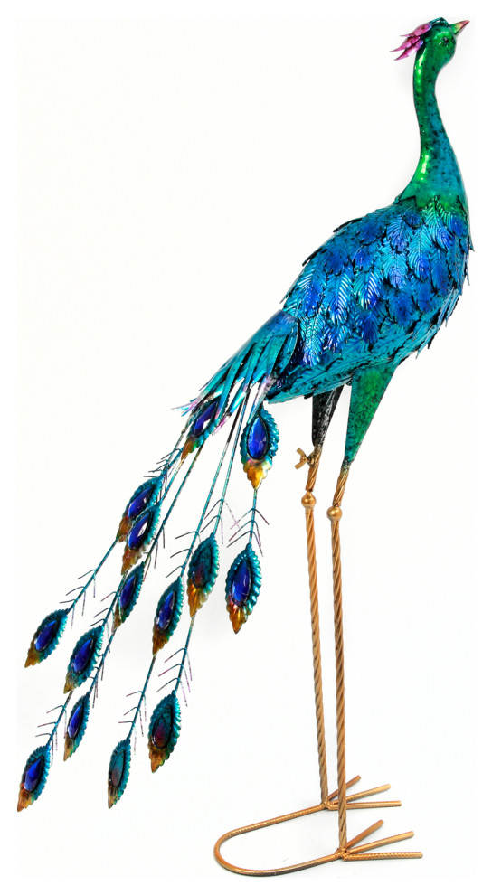 35 Metal Peacock Figurine Tropical Garden Statues And Yard Art By Gerson Company Houzz