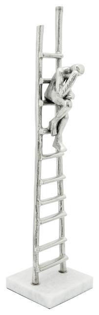 Sagebrook Home Silver Ladder Sculpture, Person Sitting Figurine ...