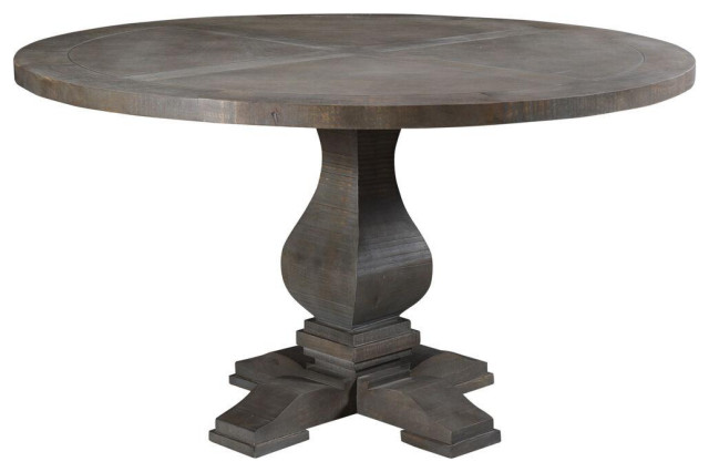 Willoughby Mango Wood Round Pedestal Dining Table, 54"Dx30"H ...