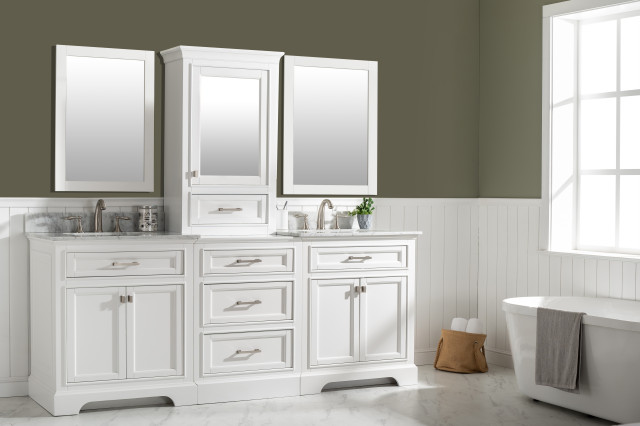 Milano 96" Double Sink Bathroom Vanity Modular Set - Transitional ...