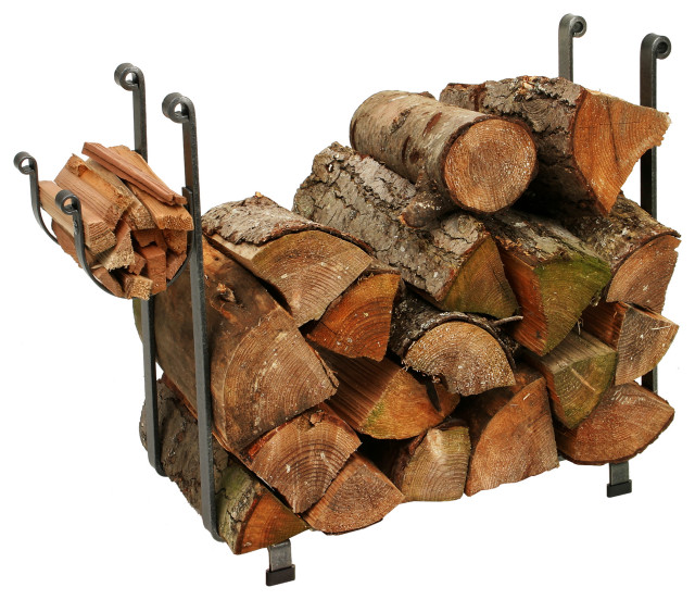 Handcrafted Large Rectangle Fireplace Log Rack Hammered Steel ...