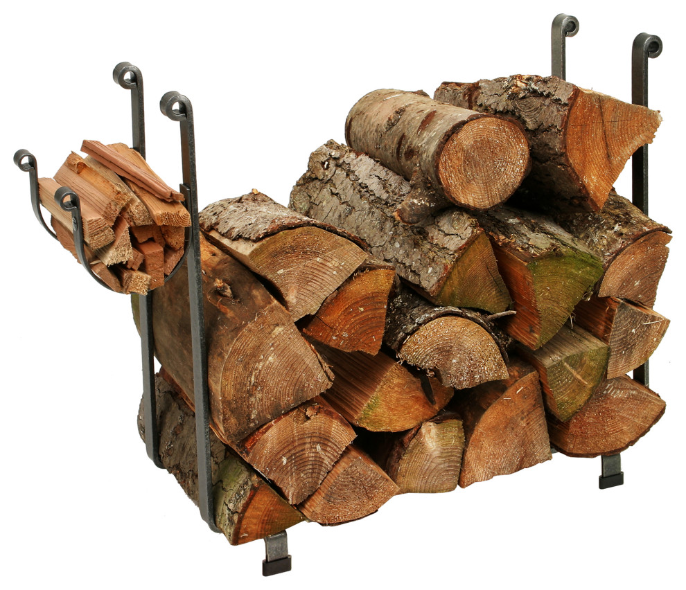 Handcrafted Large Rectangle Fireplace Log Rack Hammered Steel ...