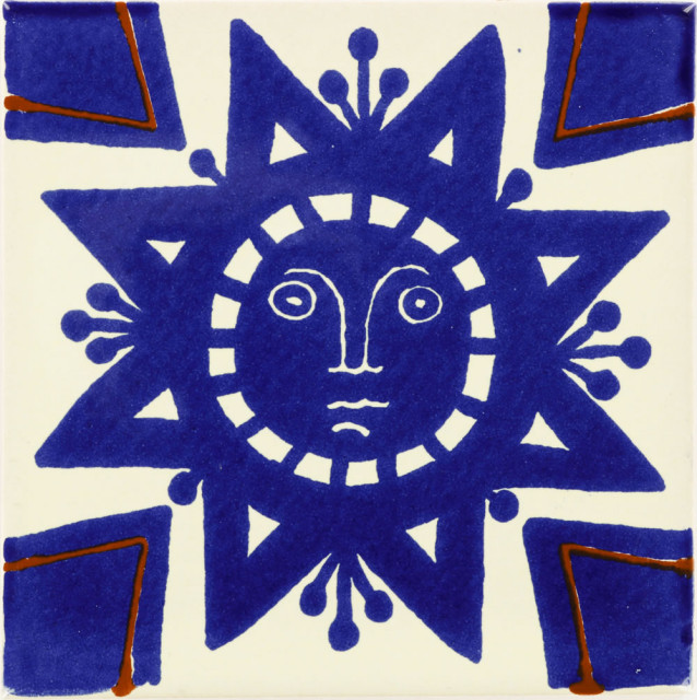 Handmade Tierra y Fuego Ceramic Tile, Geometric Sun, Set of 9 ...