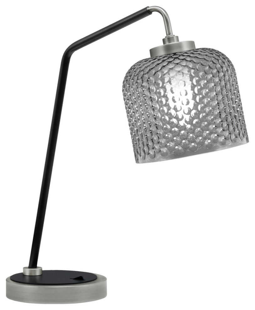 Table Lamps & Desk Graphite & Matte Black Finish 6 Smoke Textured Glass ...