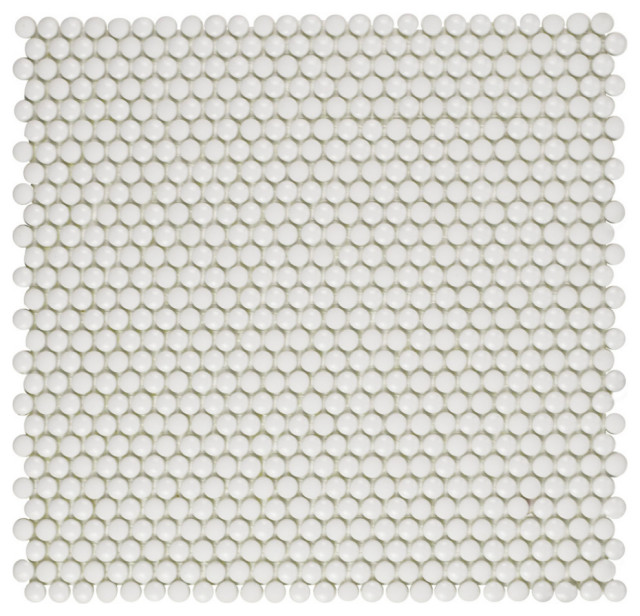 Expressions Glass Mosaic Floor and Wall Tile, Button White, Sample ...