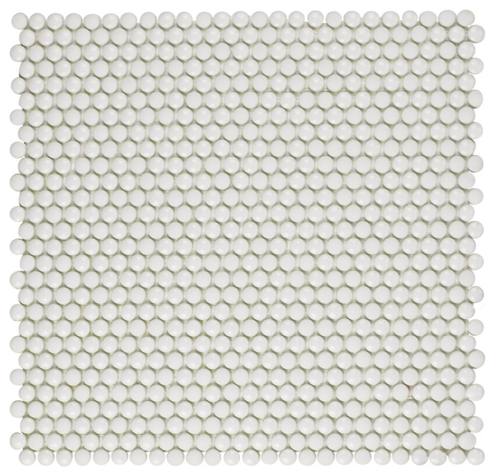 Expressions Glass Mosaic Floor and Wall Tile, Button White, Sample ...