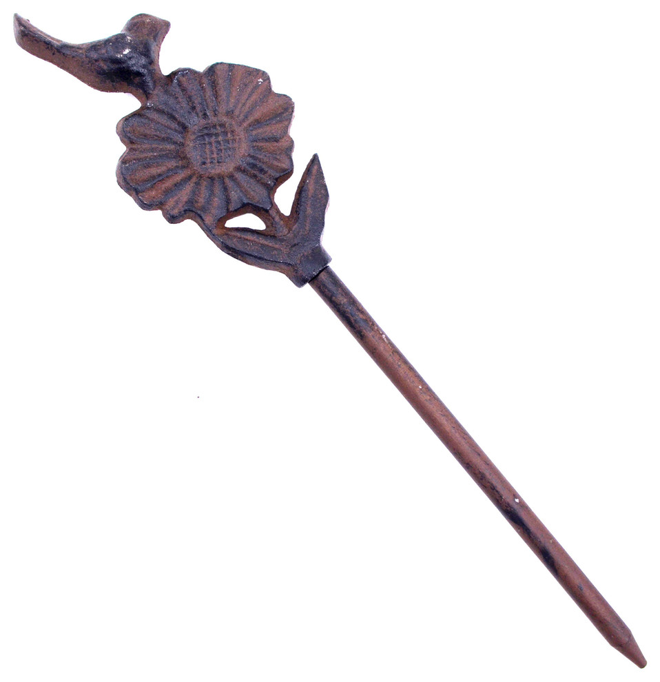 Cast Iron Garden Hose Guide, Bird On Daisy, 12.625" Tall - Traditional ...