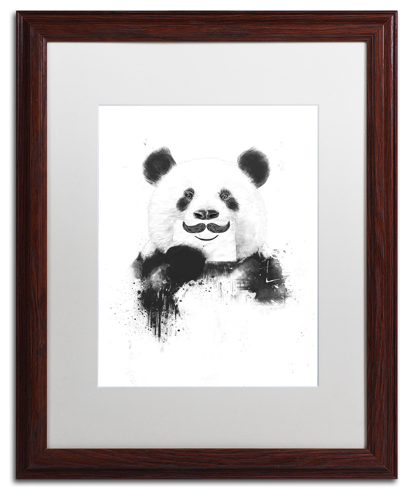 Balazs Solti 'Funny Panda' Framed Art, 11x14, Wood Frame, White Mat ...