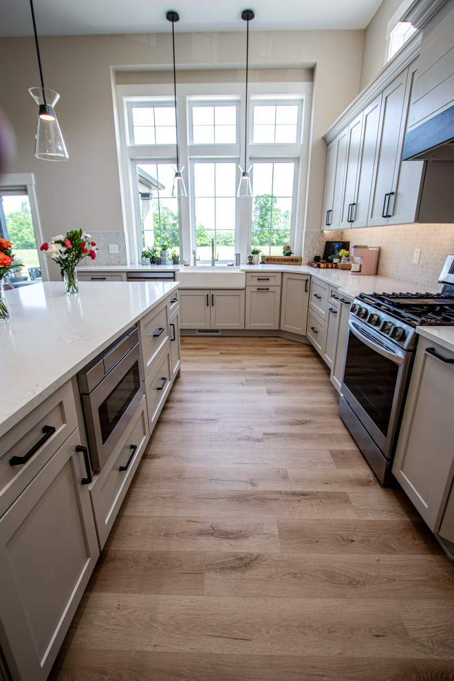 New Build - Custom Built White Cabinetry with Carrara Marmi Quartz ...