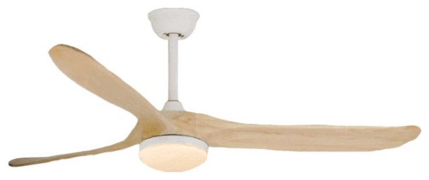 60" Modern Wooden LED Ceiling Fan with Remote Control, Dia52.0xh12.6 ...