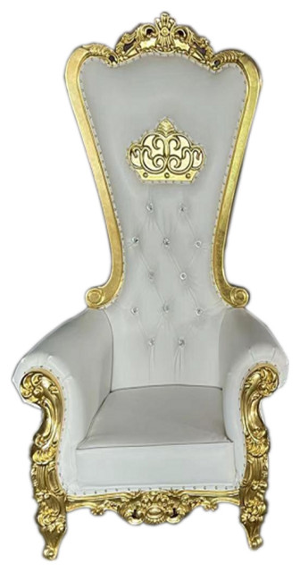 Infinity White And Gold King Chair With Insignia - Victorian ...