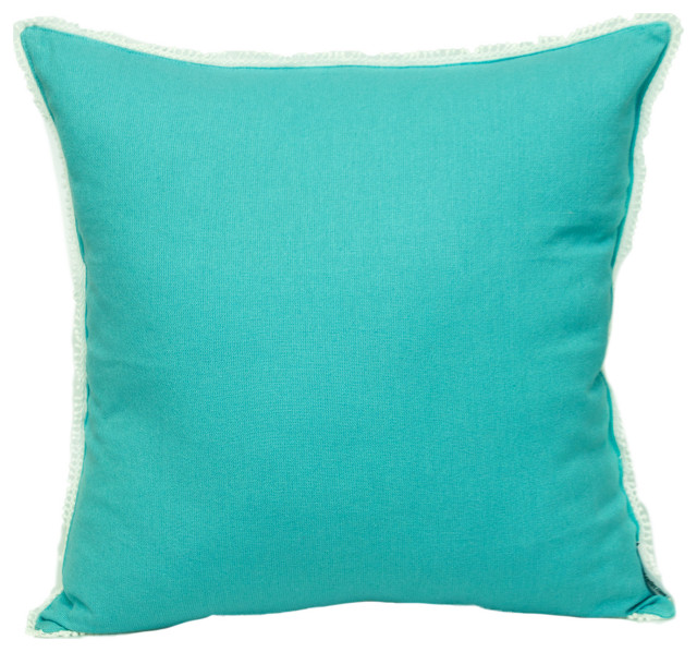 Parkland Collection Transitional Solid Blue Square 20" x 20" Pillow ...