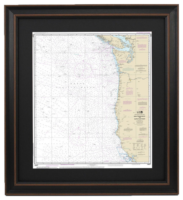Poster Size Framed Nautical Chart, San Francisco to Cape Flattery ...