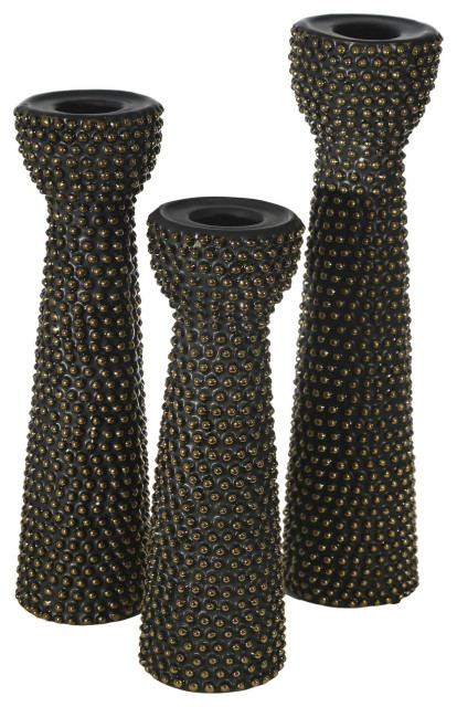 Ceramic 12" Spike Candle Holder Black/gold - Contemporary ...