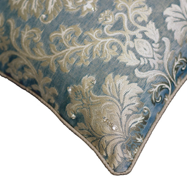 Blue Jacquard Damask, Crystal & Victorian Throw Pillow Cover - Audrey ...