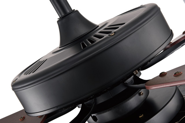 52" Indoor Matte Black Reversible Ceiling Fan with Crystal Cascade ...