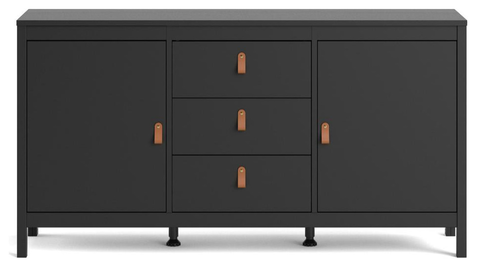 Madrid 2 Door Sideboard with 3 Drawers, Black Matte - Transitional ...