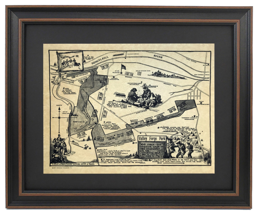 Framed Map and Story of Washington's Encampment at Valley Forge ...