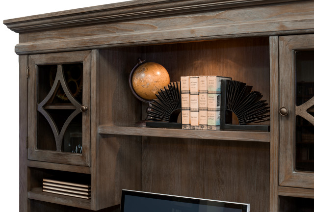 Rustic Wood Hutch With Wood Doors, Storage Hutch, Fully Assembled, Gray ...