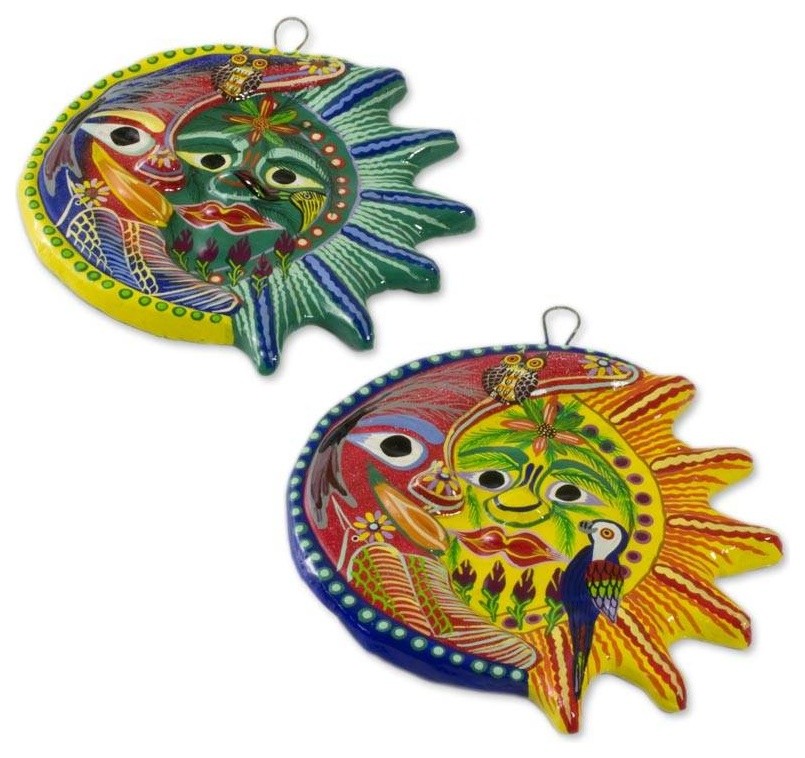 Romantic Eclipse Ceramic Wall Adornments, 2-Piece Set - Tropical - Wall ...