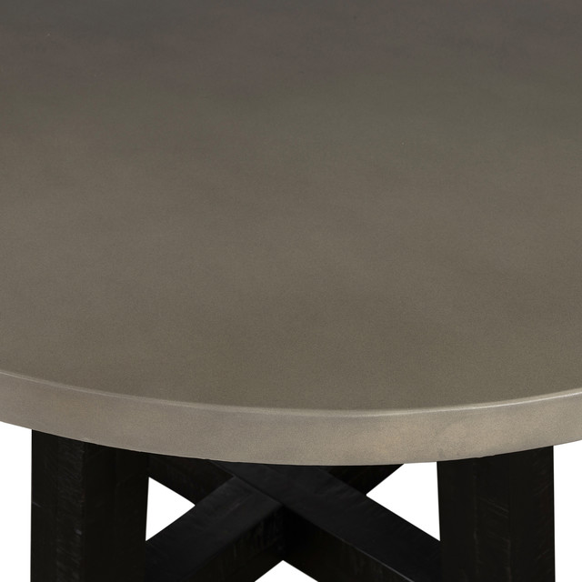 Chester Modern Concrete and Acacia Round Dining Table - Industrial ...