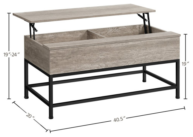 Gray Living Room Furniture Set: Lift-Top Coffee Table and TV Console ...